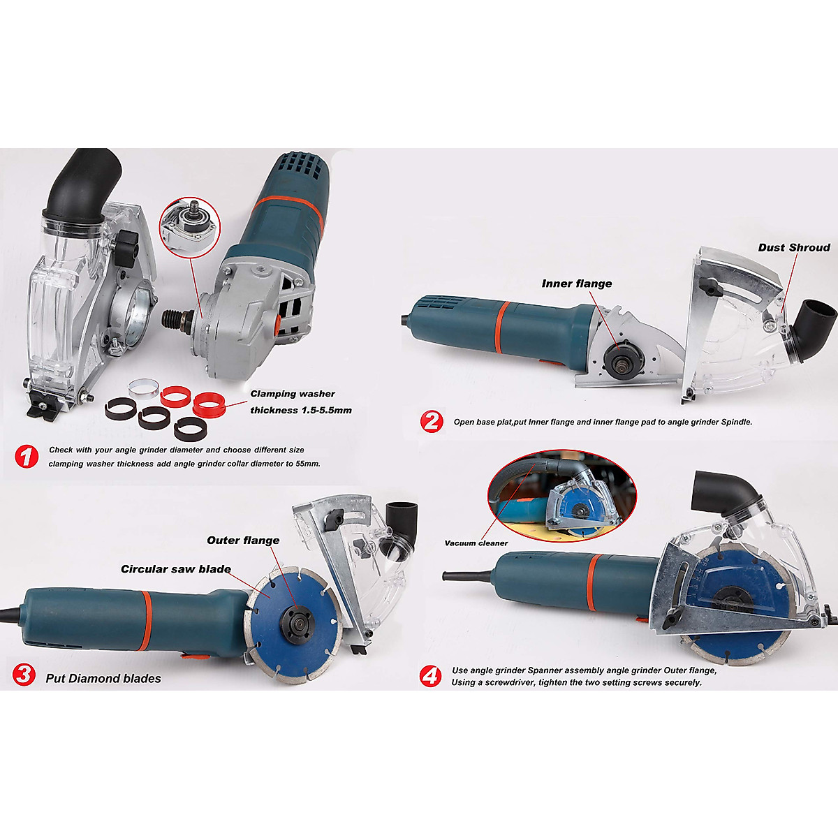 Dastool Cutting Dust Shroud 4.5 inch/5 inch +Diamond Saw Blade 5 inch