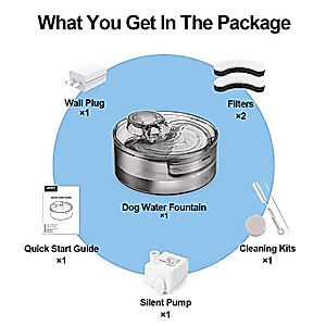 NPET DF10 Dog Water Fountain, 170oz/1.3Gallon/5L Large Automatic Pet Water Dispenser Dog Water Bowl with Cleaning Kit, Replacement Filter for Cat, Dogs, Multiple Pets