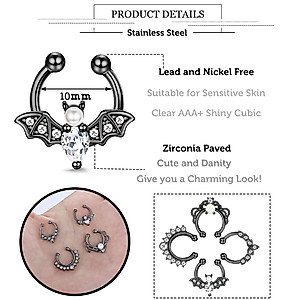 Drperfect Fake Septum Ring for Women Men Stainless Steel Fake Septum Piercing Jewelry Non-Pierced Clip On Nose Ring Hoop