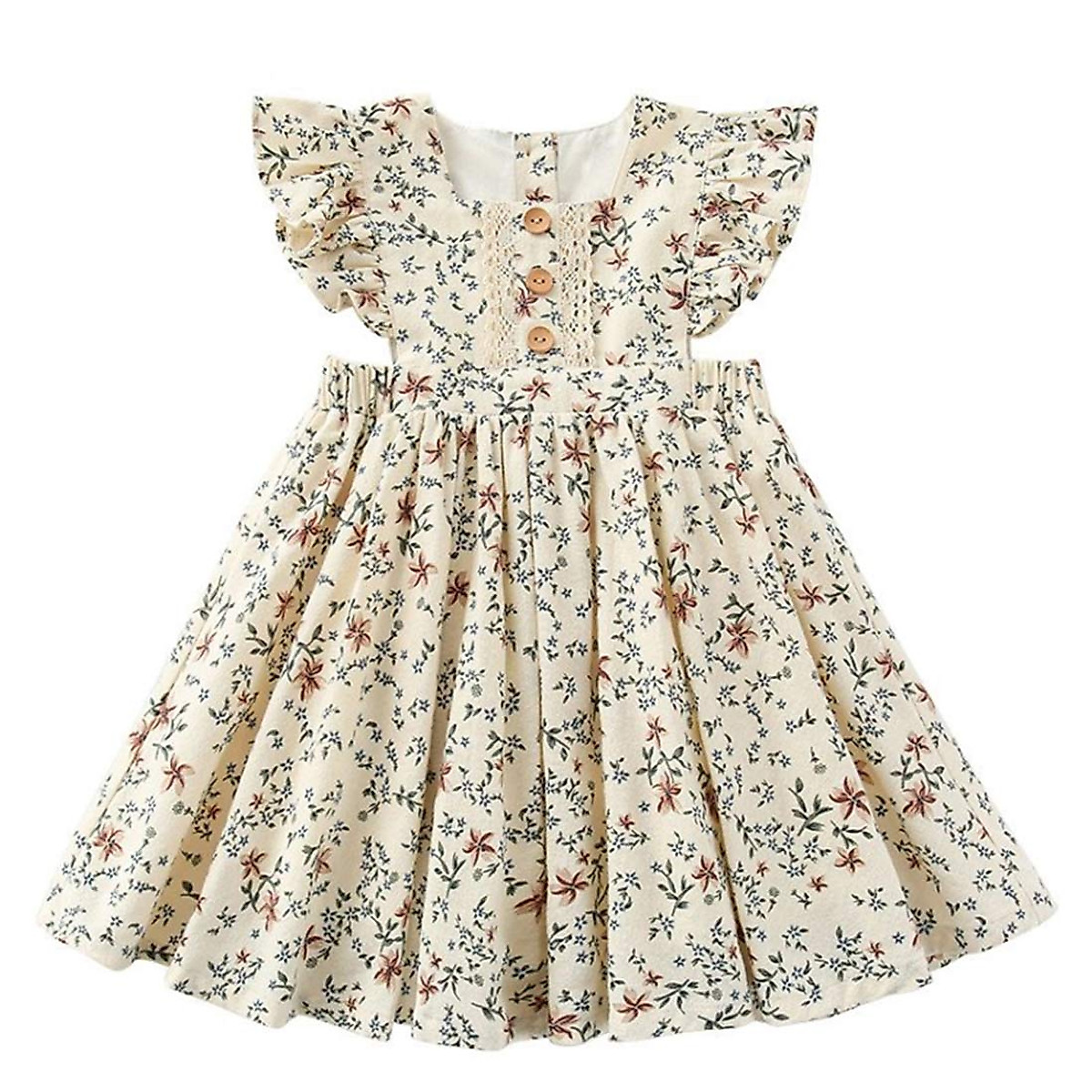 Colorful Childhood Baby Girls Dress Toddler Girls Flare Lace Trim Princess Party Dress (2-3T, Floral)