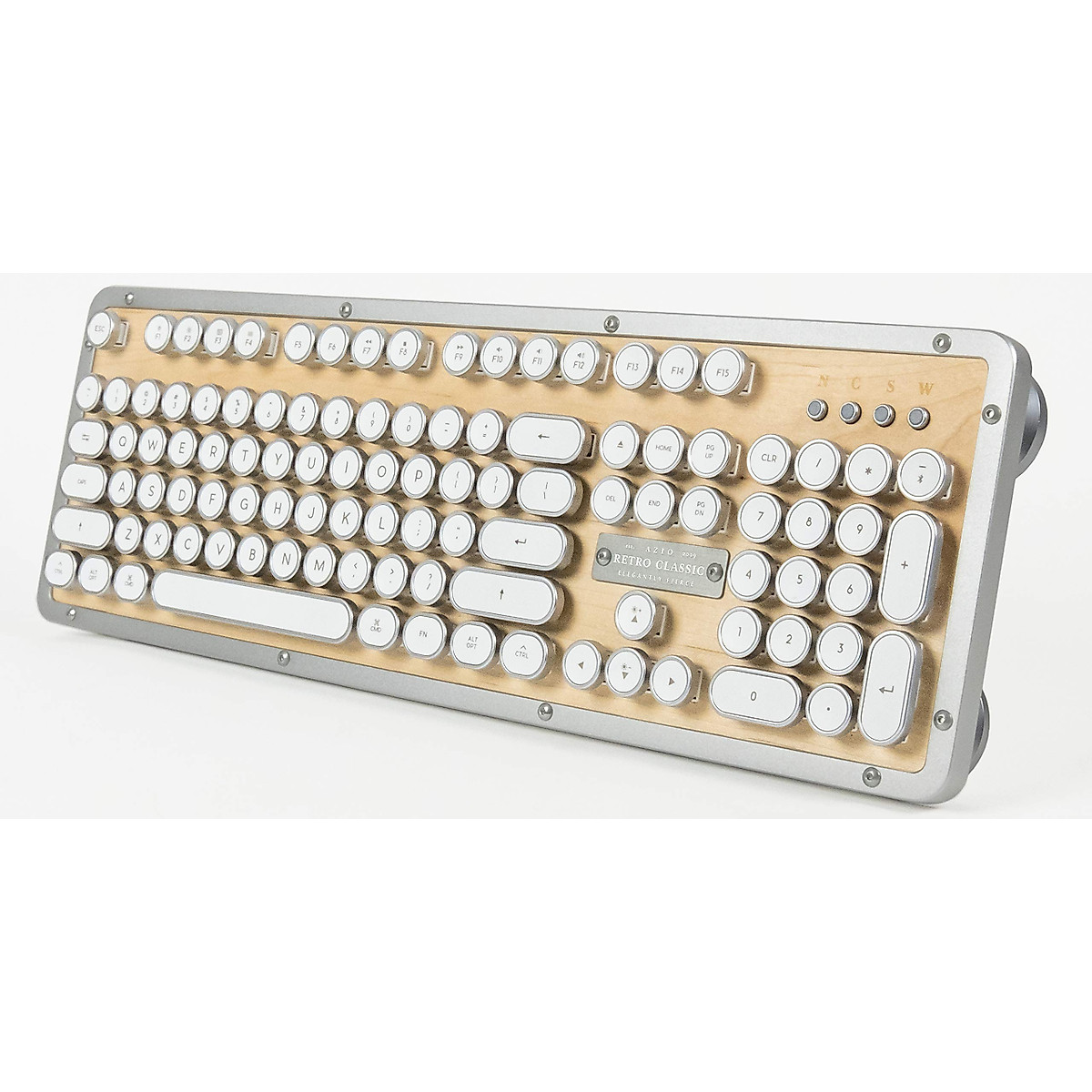 Azio Retro Classic Bluetooth (Maple) - Wireless/USB Wired Maple Wood Vintage Backlit Mechanical Keyboard for PC/Mac (MK-RETRO-BT-W-02-US)