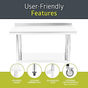 Pearington NSF Certified Stainless Steel Kitchen Prep and Work Table, Commercial Work Table for Restaurant and Home, 36" x 24", Stainless Steel
