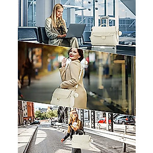 17 Inch Laptop Bag for Women, Large Cute Messenger Bags Office Computer Carrying Case Shoulder Bag with Fashion Accessory, Water Resistant Quilted Crossbody Business Work Briefcase for College Travel