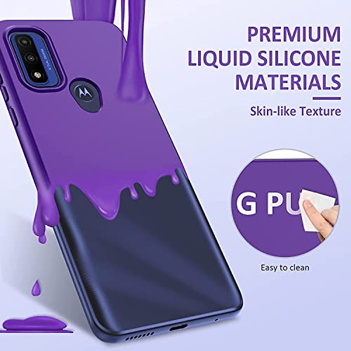 PUJUE for Motorola Moto-G Pure Phone Case: G Play 2023 | G Power 2022 Silicone Matte Case 360 Full Protection - Rugged Bumper Shockproof Drop Protective TPU Cell Phone Cover Woman Men (Purple)