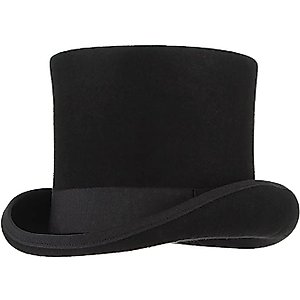 GEMVIE Men's Wool Felt Stage Magic Adults Costume Tall Top Hat 6.7" High Black XL 60-62cm
