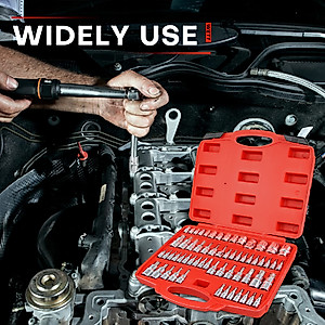 WETT Master Torx Bit Socket and External Torx Socket Set, 60-Piece 1/4", 3/8", 1/2" Drive E-Torx Sockets (E4-E24, T6-T70, TT6-TT70, TP8-TP60), S2 and CR-V Steel