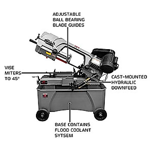 JET HVBS-712, 7" x 12" Metal Bandsaw, 4 Speed, 3/4HP, 1Ph 115/230V (414559)