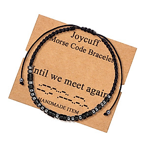 JoycuFF Memorial Gifts for Loss of Loved One Mom Dad Father Son Sister Aunt Friends Brother Sympathy Morse Code Bracelets Remembrance Jewelry Until We Meet Again