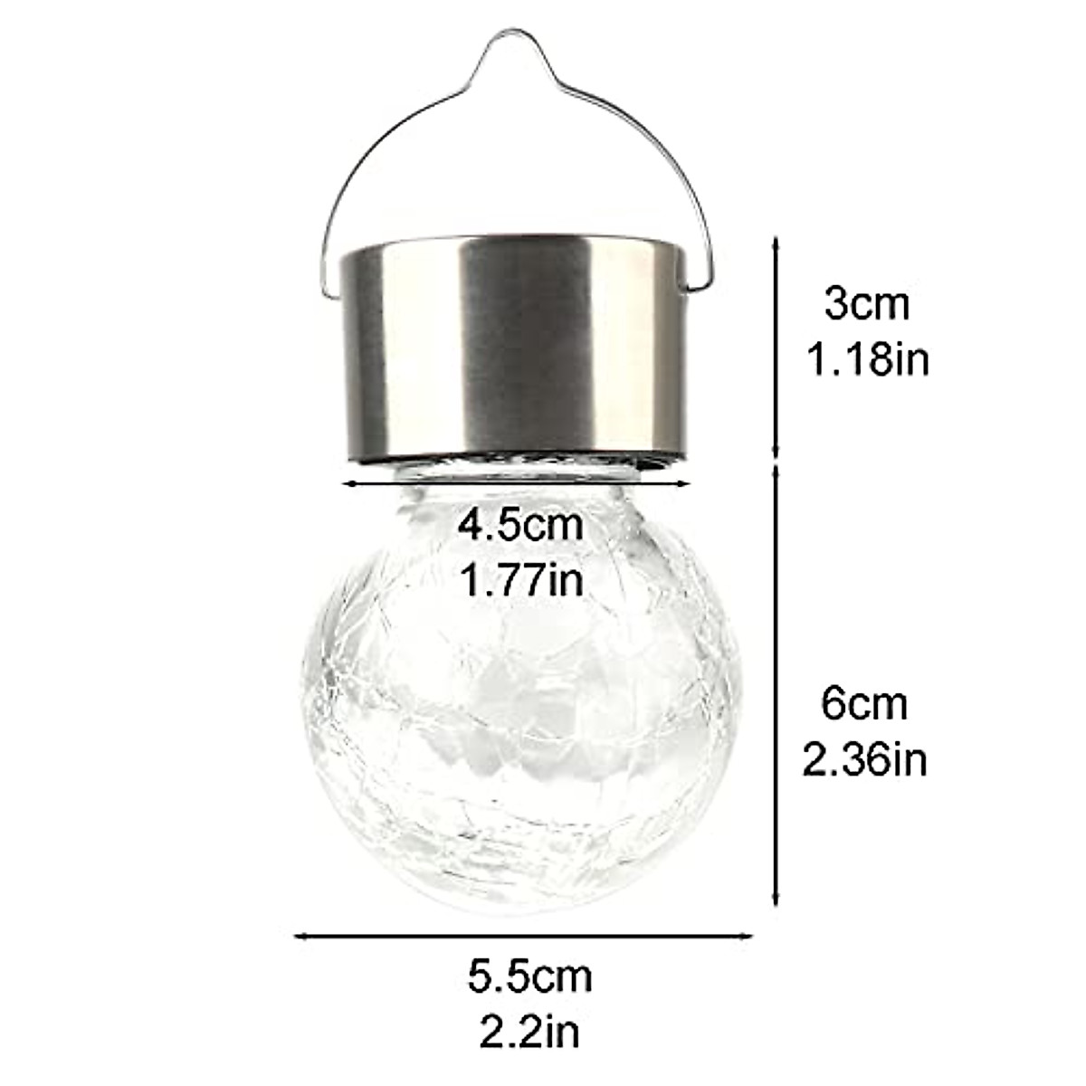 lynn White Solar LED Hanging Light,Glass Ball Lighting for Garden Home Wall Decor