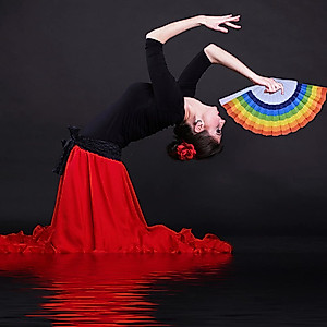 Tkocisa 12 PCS LGBT Pride Month Fans for Men/Women, Rainbow Folding Hand Fan Gay Pride LGBT Fans, Pride Month Parade Accessories Plastic Pride Held Fans for LGBT Party, Dance, Performance