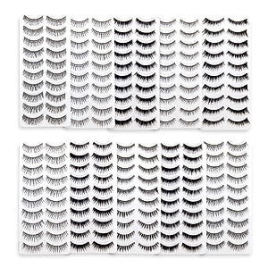 Celeb Beauty Eyelash Splashes 100 Pair Faux Lashes Variety Pack – Reusable Fake Eyelashes in 10 Styles – Hypoallergenic Strip False Lashes Set with Soft Natural, Fluttery Wispies, & Dramatic Falsies