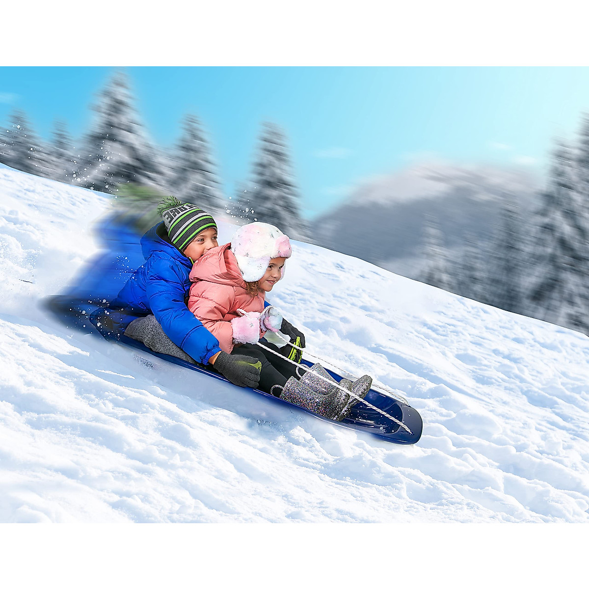 Avalanche Brands | Classic 48" Downhill Toboggan Snow Sled | Red | Fit for 2 Riders