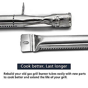Hongso SBF231 15 3/8" Universal BBQ Gas Grill Replacement Stainless Steel Pipe Tube Burner for BBQ Pro, Kenmore Sears, K Mart Part, Members Mark Part, Outdoor Gourmet, Lowes Model Grills, 4-Pack