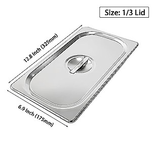 UEJYWUY 8 Pack 1/3 Size Stainless Steel Steam Table Pan Cover, Stackable Steam Table Lids with Handle, Hotel Pan Cover for Steam Table Pan, Buffet Pan, Roasting Pan