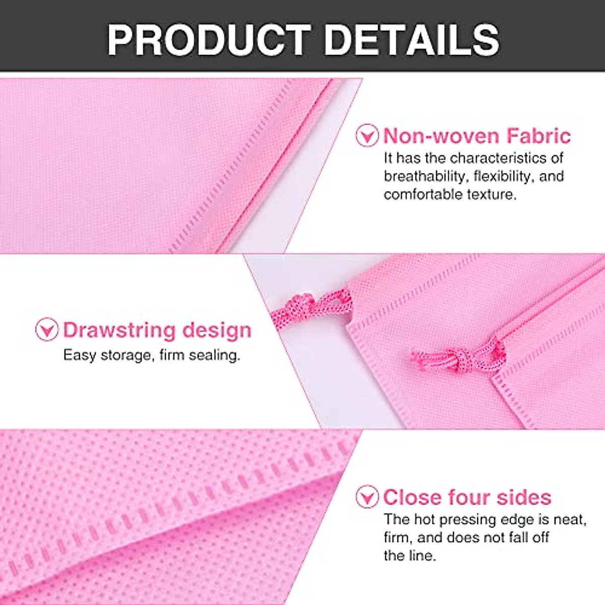 6-Pack Laundry Bags - Non-woven Drawstring Backpack - Drawstring Dirty Clothes Bag, 3 Sizes Heavy Duty Drawstring Bags, Travel Storage Drawstring Bags for Clothes, Shoes