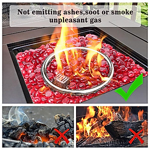 GRISUN 1/2 Inch Red Luster Fire Pit Glass, Round Glass Rocks for Natural or Propane Fireplace, Fire Pit Round Glass Safe for Outdoors and Indoors Firepit Glass, 10 Pounds Fire Glass Beads