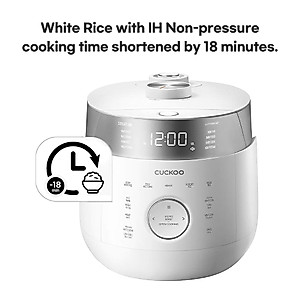 CUCKOO CRP-LHTR0609F | rice cooker 6 Cup (Uncooked) Twin Pressure Induction Heating Cooker | 16 Menu Options: High/Non-Pressure Steam & More, Stainless Steel Inner Pot, Made in Korea | White-Renewed