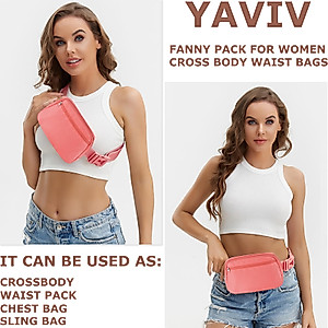 YAVIV Belt Bag Fanny Packs for Women and Men with Adjustable Waist and Crossbody Strap for Walking, Hiking, Running Workouts, and Daily Travel, Cute Designer Fashion, Barbie Pink