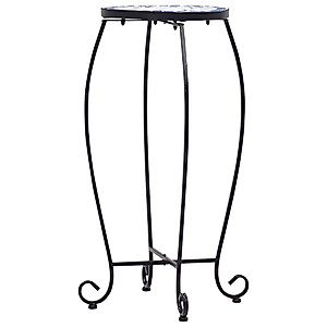 VRAXO Mosaic Tables 3 pcs Blue and White Ceramic,Plant Stands-24.42lbs