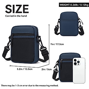 El-fmly Small Cross-body Sling Bags for Men Women, Mini Messenger Bag Shoulder Pouch for Daily Use (Navy Blue)