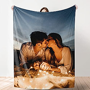YESCUSTOM Personalized Blanket with Photo Text Custom Throw Blanket Using My Own Pictures for Christmas Family Mom Dad Dog Sisters Friends Besties Grandma Wife