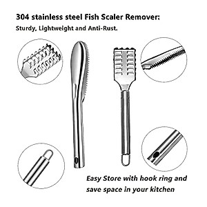 Hennyuu Fish Skin Cleaning Brush, Fish Scaler Remover, Fish Descaler Tool, Stainless Steel Fish Skin Peeler Tool, 2 Pieces (Silver)