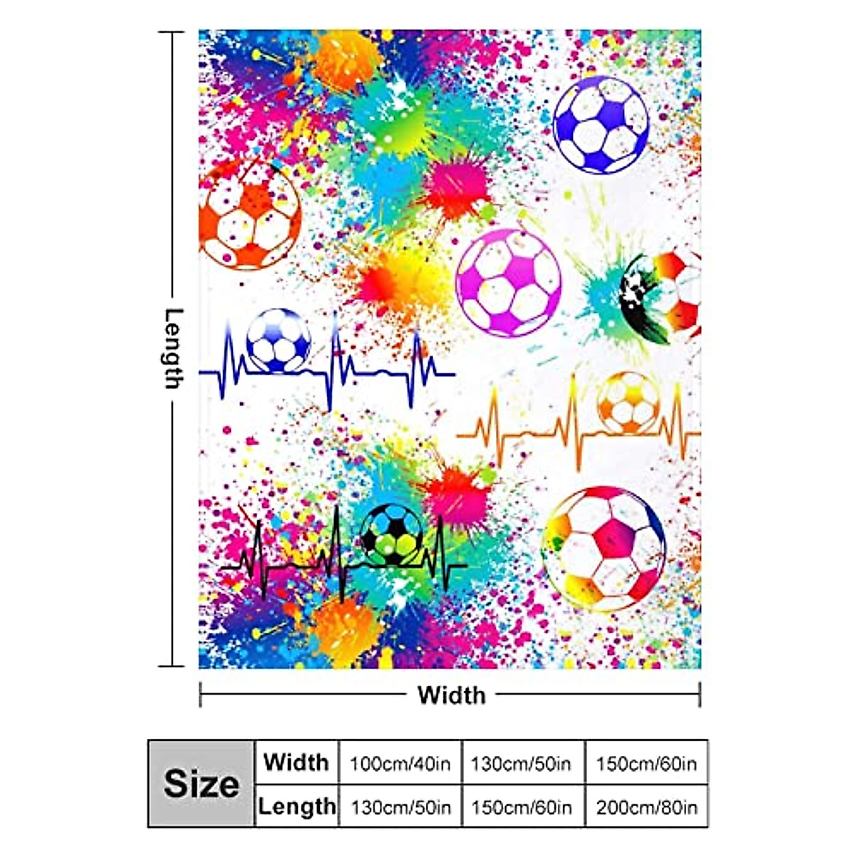 Super Soft Soccer Blanket Lightweight Cozy 3D Printed Flannel Baseball Basketball Throw Blankets for Sport Fans Kids Adults Gifts 50"X40"