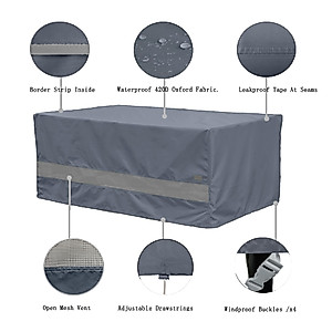 Garden Balsam Waterproof Rectangular Patio Table and Chair Cover Bluish Grey/Grey 78" L X 62" D X 28" H Outdoor General Purpose Furniture Covers Patio Furniture Set Cover