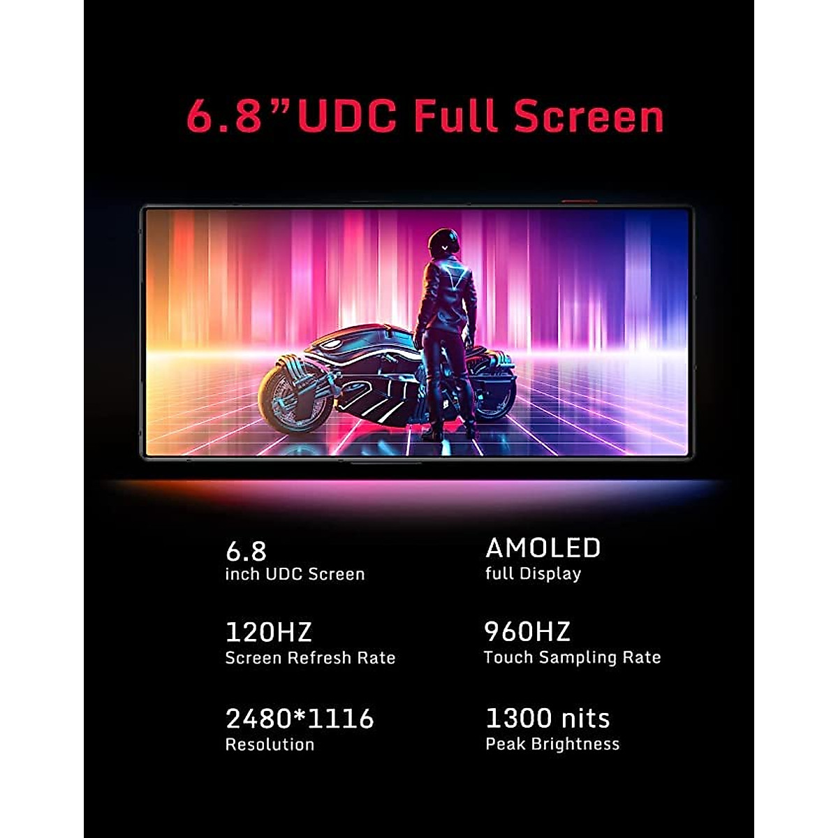 REDMAGIC 8 Pro Smartphone 5G, 120Hz Gaming Phone, 6.8" Full Screen, Under Display Camera, 6000mAh Android Phone, Snapdragon 8 Gen 2, 12+256GB, 65W Charger, Dual-Sim, US Unlocked Cell Phone Black