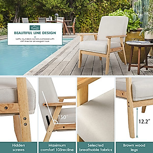 Homajor Accent Chairs, Mid Century Modern Armchairs for Living Room/Bedroom, Beige