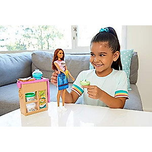 ​Barbie Noodle Bar Playset with Brunette Doll, Workstation and Accessories