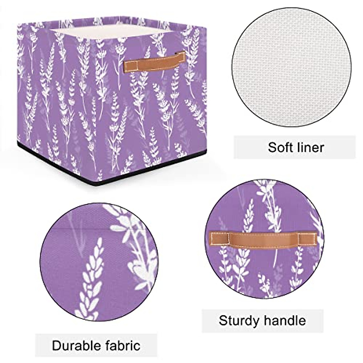 13x13x13 Storage Cube Bins Lavender Violet Retro Fabric Storage Cubes 13 inch Collapsible Storage Bins Cubby Storage Baskets for Organizing Shelf Cabinet Bookcase Boxes