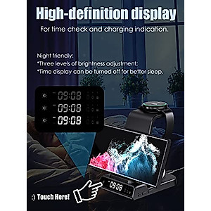 Lopnord Wireless Charger for Samsung Galaxy S23 Ultra, 3 in 1 Samsung Charging Station for Multiple Devices with Clock for S22 Ultra S21 Z Fold 4, Charging Dock for Galaxy Watch 5, Galaxy Buds 2 Pro