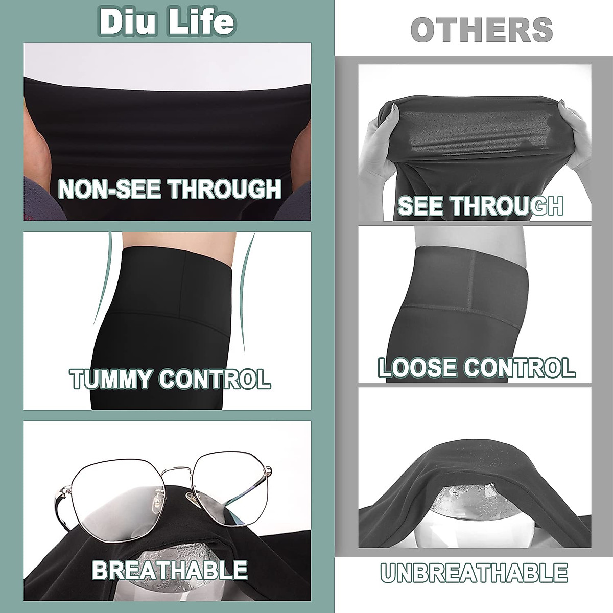Diu Life 5 Pack High Waist Biker Shorts for Women - Buttery Soft 8" Womens Shorts for Workout, Yoga, Athletic