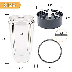 Tanzfrosch 32oz Cup and Extractor Blade Replacement Parts Blender Accessories Compatible with Nutribullet 600W/900W Models (4 Packs)