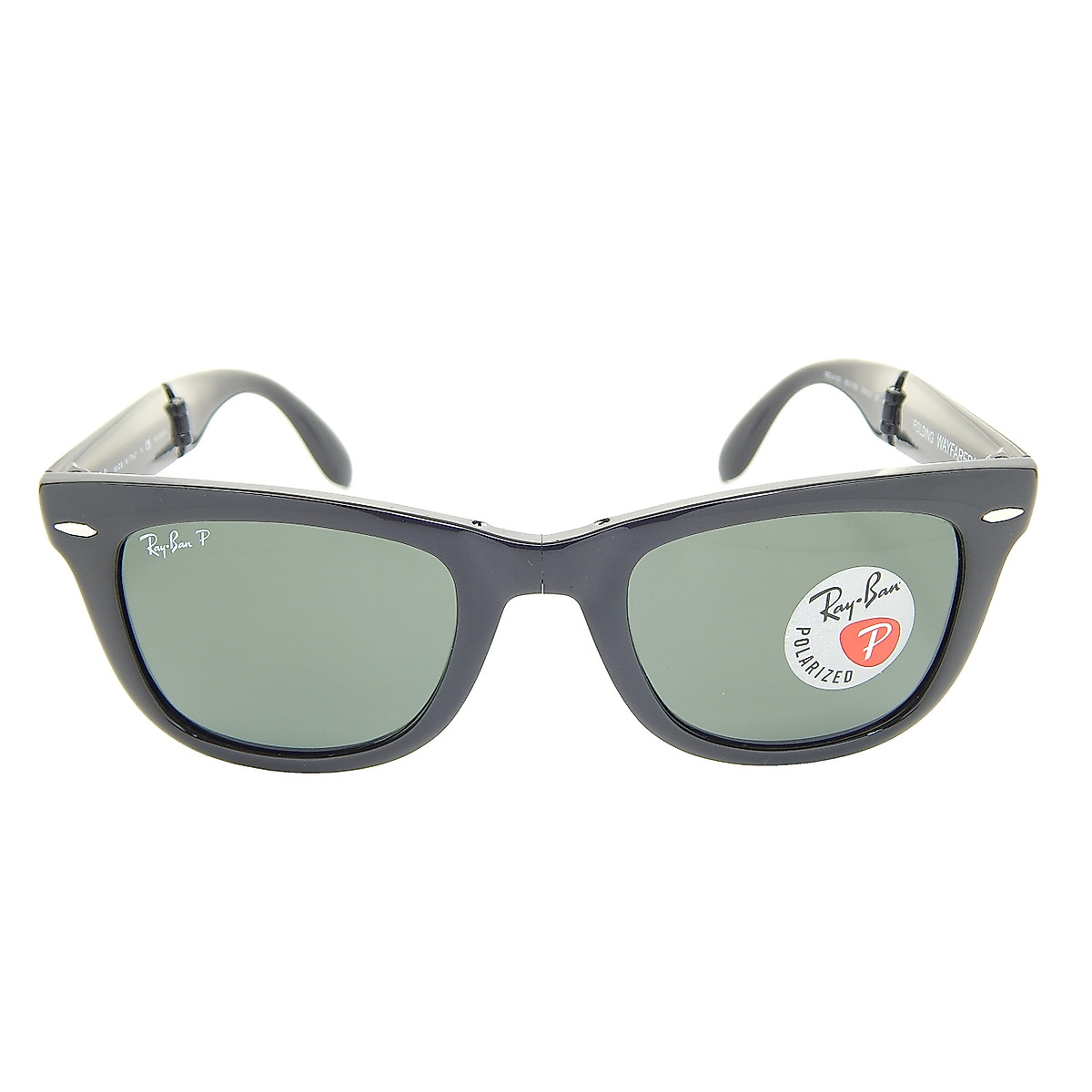 Ray-Ban Ray Ban Folding Wayfarer RB4105 601/58 Black/Crystal Green Polarized 54mm Sunglasses, 54 mm