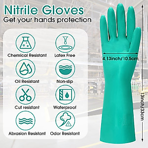 Potchen 10 Pairs Chemical Resistant Nitrile Gloves Heavy Duty Thick Work Cleaning Resist Household Acid, Alkali, Solvent and Oil for Car Home Lab