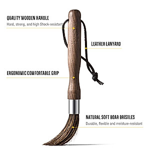 Soulhand Professional Coffee Brush, Natural Bristle Coffee Grinder Brush, Walnut Handle Espresso Brush with Lanyard for Barista, Coffee Cleaning Tool for Home Kitchen