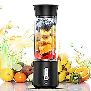 chalvh Portable Blender, 16.9 Oz Personal Blender for Shakes and Smoothies, Fruit Juice Mixer Rechargeable with USB C, Six 3D Blades Mini Blender for Sports, Office, Travel, Gym, and Outdoors(Black)