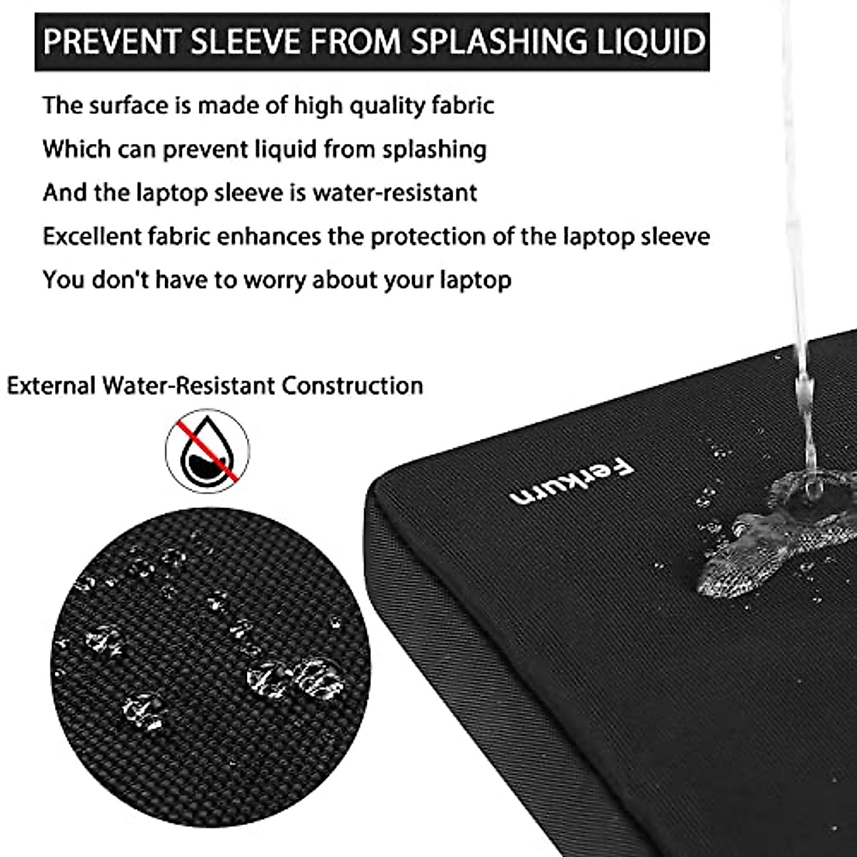 Ferkurn Laptop Bag 17 17.3 inch Women Men Computer Sleeve Case with Shoulder Strap for HP Envy Pavilion/Dell Inspiron/Thinkpad/ASUS TUF Vivobook/MSI/MacBook/Acer,Waterproof Briefcase with Handle,Black