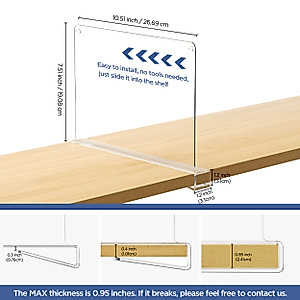 Vorey 6 Pcs Acrylic Shelf Dividers for Closet Organization, Clear Closet Shelf Divider for Wooden Shelving, Suitable for Sweater, Shirts, Handbags in Bedroom and Kitchen