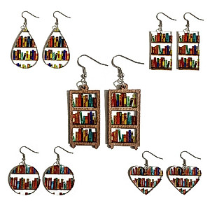 Acrylic Bookcase Earrings Dangle Book Shelves Earrings for Graduation Teachers Student Gift