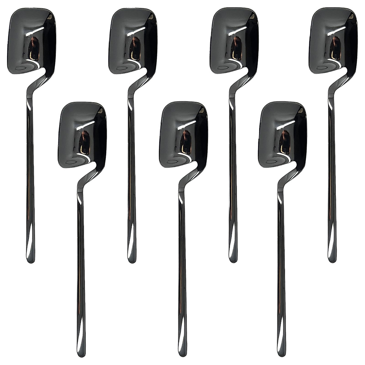 WORM.FAMILY 7-Piece Set of Stainless Steel 5.5-inch Coffee Spoons, Espresso Spoons，Mixing Spoons, Ice Cream Spoons, Cake Spoons, Dessert Spoons (with matching wiping cloth) (Black)