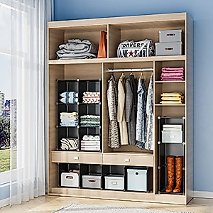 Wolizom Cube Storage Organizer, 6-Cube Black Closet Storage Shelves, Modular Units, Closet Cabinet, Portable DIY Plastic Book Shelf Shelving for Bedroom, Office, Living Room (12"X12"X12")