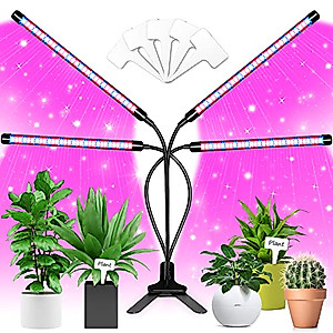 EZORKAS Grow Light, 80W Tri Head Timing 120 LED 9 Dimmable Levels Plant Grow Lights for Indoor Plants with Red Blue Spectrum, Adjustable Gooseneck, 3 9 12H Timer, 3 Switch Modes