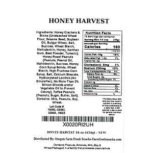 Oregon Farm Fresh Snacks Honey Roasted Nuts and Crackers Mix - Locally Made Honey Roasted Sesame Sticks and Nuts Mix - Enjoy The Perfect Mix of Sweet & Salty - Honey Roasted Mixed Nuts (16oz)
