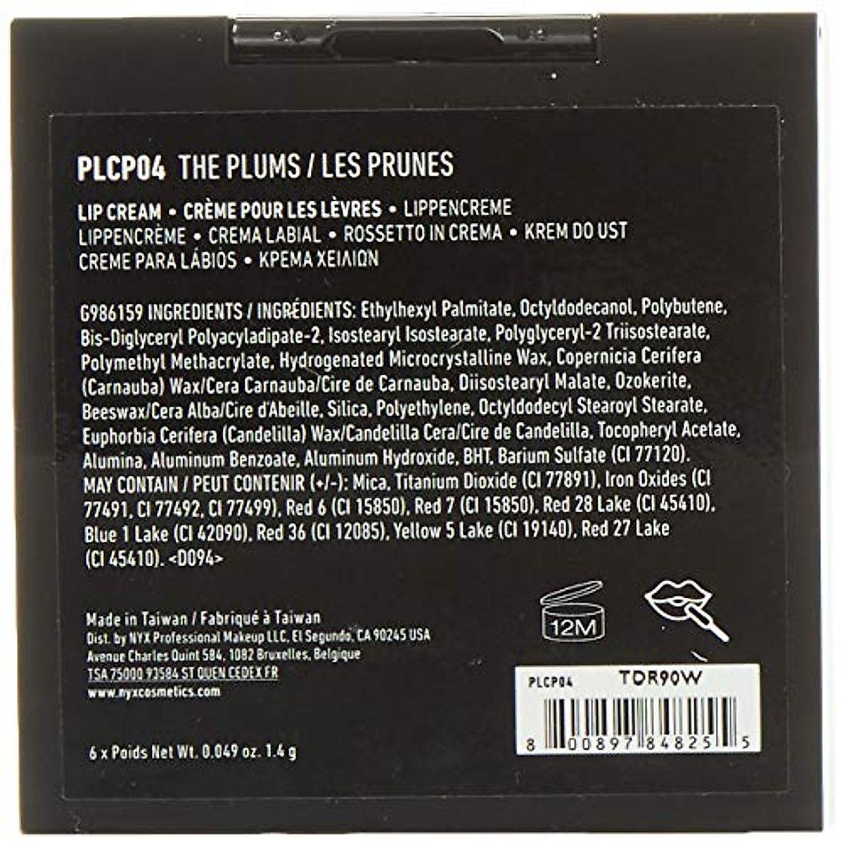 NYX PROFESSIONAL MAKEUP Pro Lip Cream Palette, The Plums, 0.317 Ounce