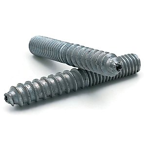 Zinc Plated Steel Hanger Bolts 3/8"-16 Machine Thread with Lag Screw Threading 3/8"-16 x 2 Qty 25