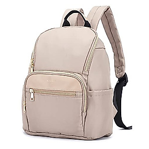 Kah&Kee Backpack Purse for Women Medium Size With Multi-Pocket Nylon Water-Resistant (Beige)