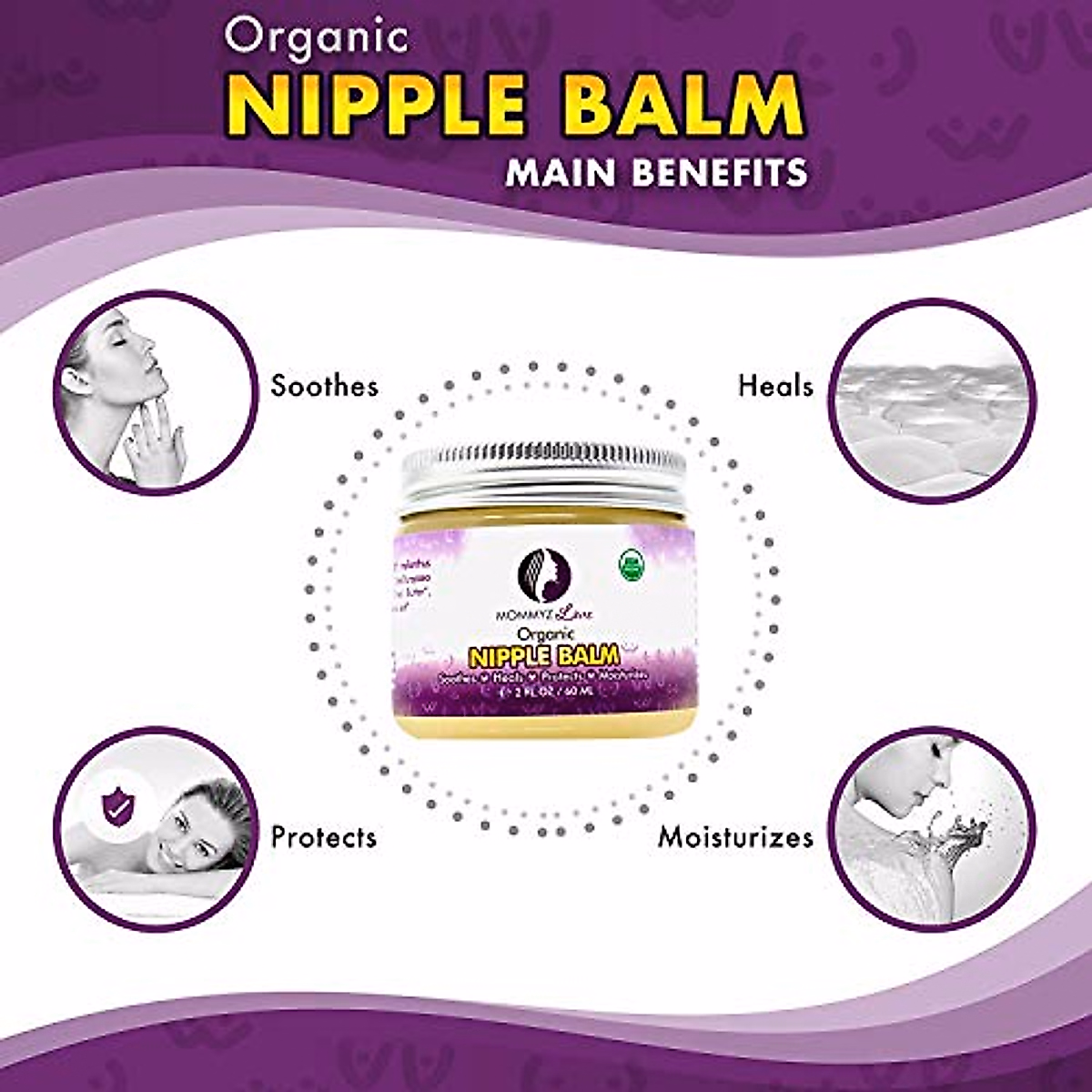 Best Nipple Cream for Breastfeeding Relief (2 oz) - Provides Immediate Relief To Sore, Dry And Cracked Nipples Even After A Single Use - PEDIATRICIAN TESTED - USDA Certified Organic (1 Jar)